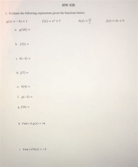 [solved] hw 28 1 evaluate the following expressions given the functions below g x 3x 1 f