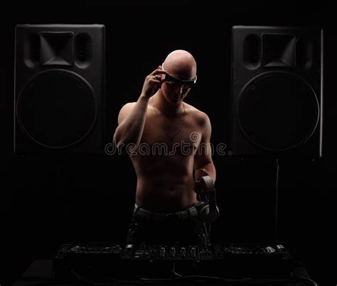 Man Posing Near Dj Control Panel Stock Photos Free Royalty Free
