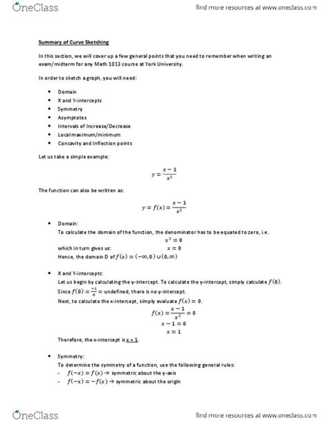 Textbook Notes For MATH 1013 At York University YORKU