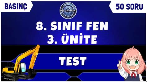 8 SINIF FEN BİLİMLERİ 3 ÜNİTE TEST YouTube