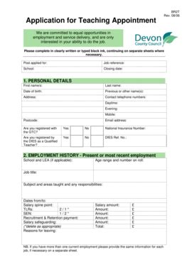 Fillable Online Woodbury Devon Sch Teaching Application Form Woodbury