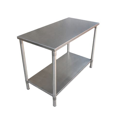 Mesa Con Dos Repisas Y Entrepaño Acero Inoxidable Mindejal