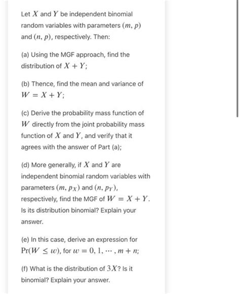 solved let x and y be independent binomial random variables