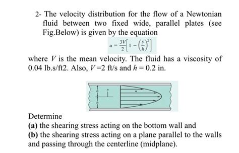 solved 2 the velocity distribution for the flow of a