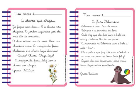 Textinhos para Leitura Alfabetização Cantinho Ensinar