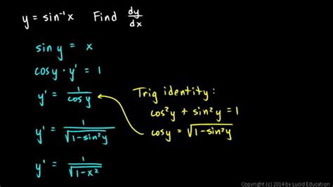 calculus 3 11h derivative of inverse sine youtube