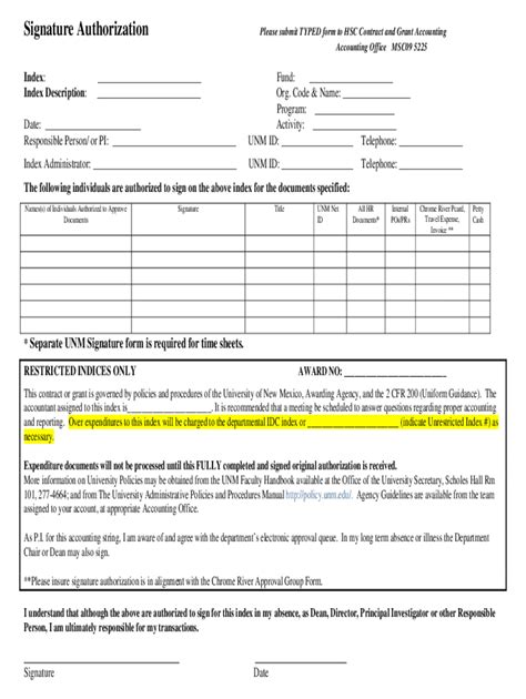Fillable Online Hsc Unm Signature Authorization Please Submit TYPED