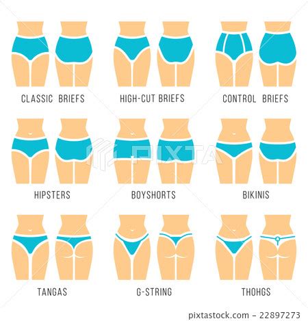 Female Underwear Panties Types Silhouettes Icons Stock Illustration