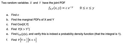 solved two random variables x and y have the joint pdf