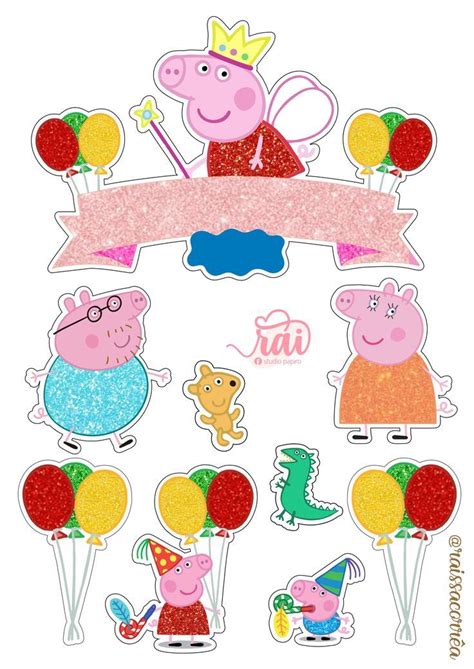 Topo De Bolo Peppa Pig Glitter Para Imprimir Peppa Pig Stickers