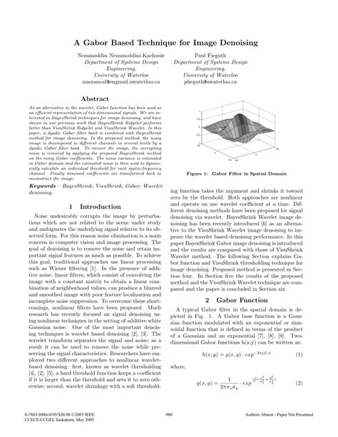 pdf a gabor based technique for image denoising