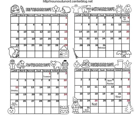CALENDRIER ANNEE 2019 MOIS DE DECEMBRE