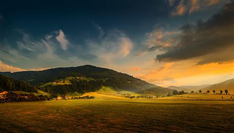 Hintergrundbilder Sonnenlicht Landschaft Wald Sonnenuntergang