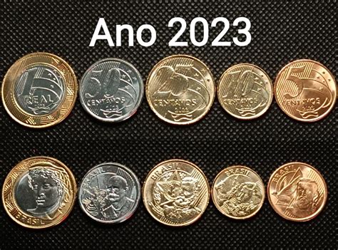 Contagem Numismática Set Das Moedas De Real 2023 Flor De Cunho