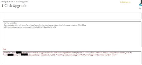 1 click upgrade error call to undefined method configurationtest test curl general topics