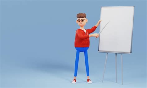 Hombre De Personaje De Dibujos Animados 3d Sosteniendo Un Palo Y