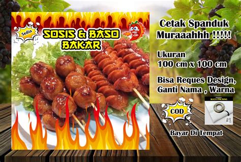 Banner Spanduk Sosis Baso Bakar Ukuran 100 Cm X 100 Cm Lazada Indonesia