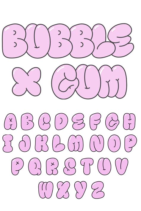 Bubble Gum Letters And Font Typography In Graffiti Lettering