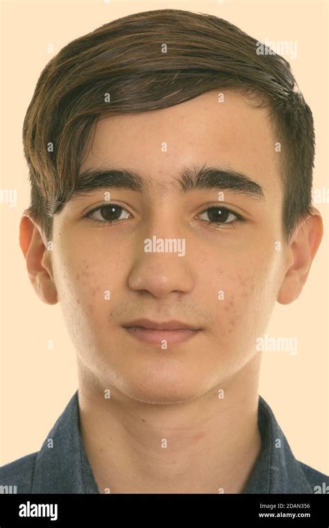 Gros plan visage de garçon adolescent Banque de photographies et d