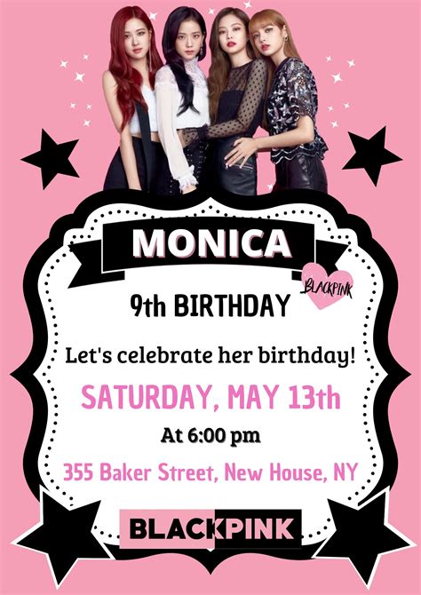 Blackpink Birthday Invitation K Pop Birthday Template Editable Etsy