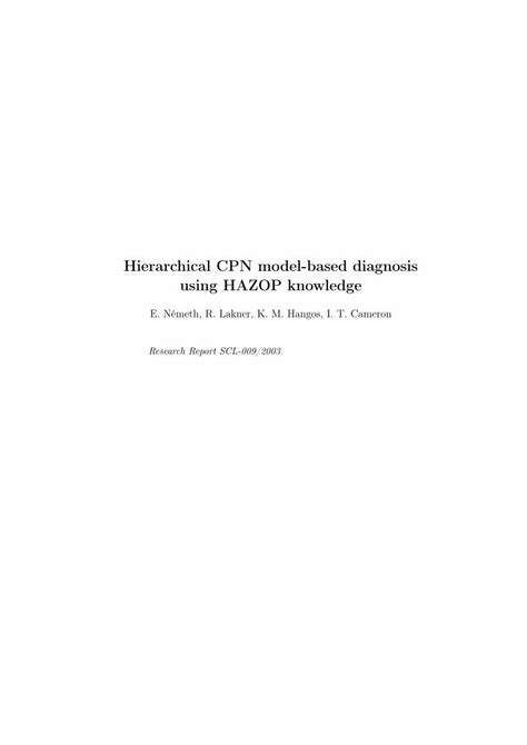 pdf hierarchical cpn model based diagnosis using hazop …daedalus scl sztaki hu pdf research