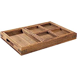 Amazon Yangbaga Rustic Wooden Serving Trays With Handle Set Of