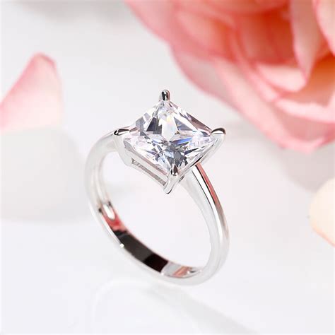 Jeulia Princess Cut Solitaire Sterling Silver Ring Jeulia Jewelry