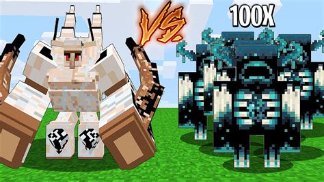 MUTANT MEGA IRON GOLEM VS 100 WARDEN Minecraft Battle YouTube