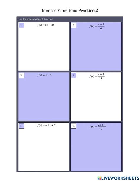 Inverse Function Worksheets Worksheets Library