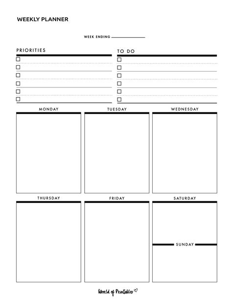 Weekly Planner Templates World Of Printables
