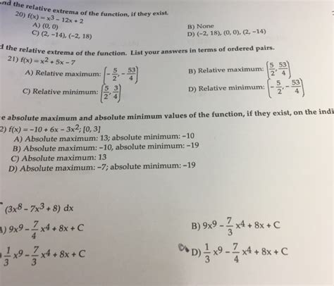 solved find the relative extrema of the function if they