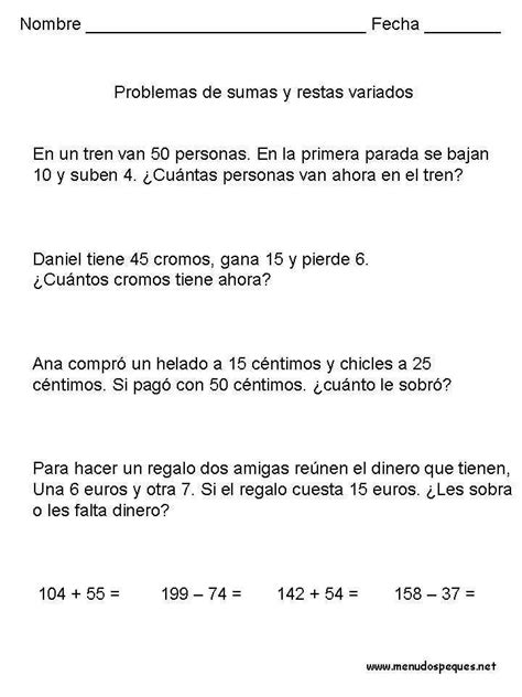 Problemas 29 Sumas Restas Y Multiplicaciones Artofit