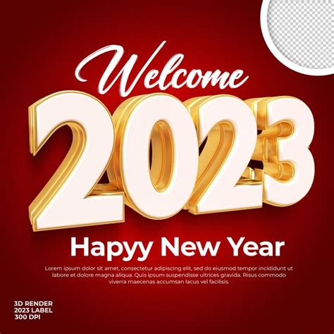 3d render feliz año nuevo 2023 banner de etiqueta o plantilla de