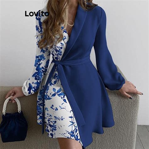 Lovito Vestido Elegante Ditsy Floral Estampa De Renda Para Mulheres