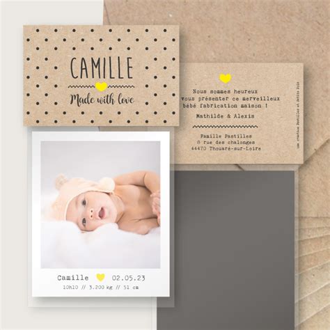 Faire Part Naissance Magnet Kraft