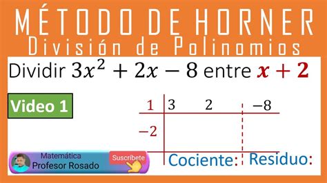 División de Polinomios Método de Horner Ejemplo 1 YouTube