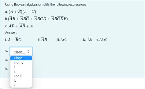 solved using boolean algebra simplify the following