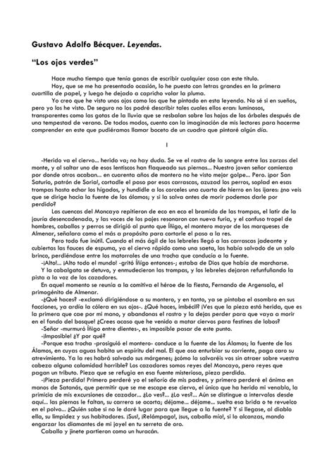 Gustavo Adolfo Bécquer Leyendas Los ojos verdes