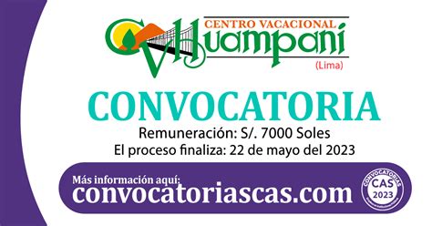 CONVOCATORIA CONVENCIONES HUAMPANI CAS 5 Plazas Administración
