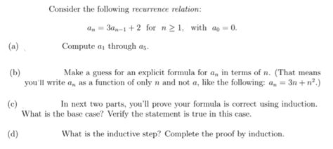 solved consider the following recurrence relation