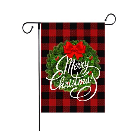 Merry Christmas Wreath Garden Flags Vertical Double Sized Christmas