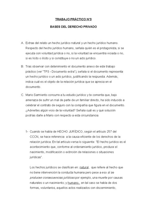 TP 3 Bases DEL Derecho Privado TRABAJO PRÁCTICO N BASES DEL DERECHO