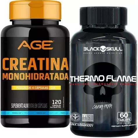 Kit Termogênico Thermo Flame 60 Tabs Creatina 120 Caps Parcelamento