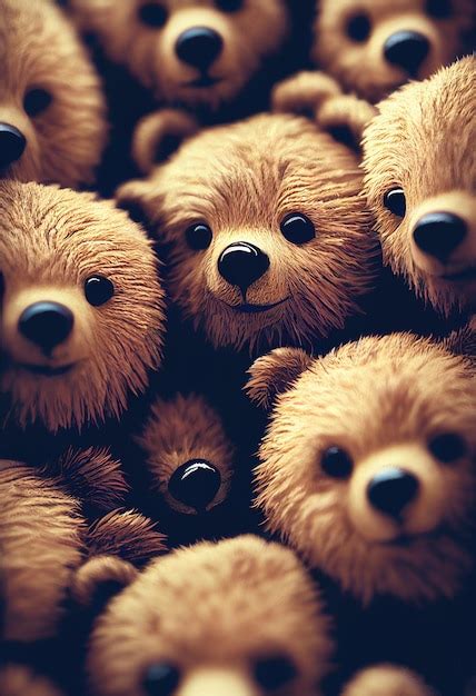 Premium Photo Group Of Cute Bear For Wallpaper And Graphic Designs 2D