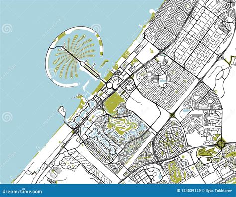 Map Of The City Of Dubai United Arab Emirates UAE Stock Illustration