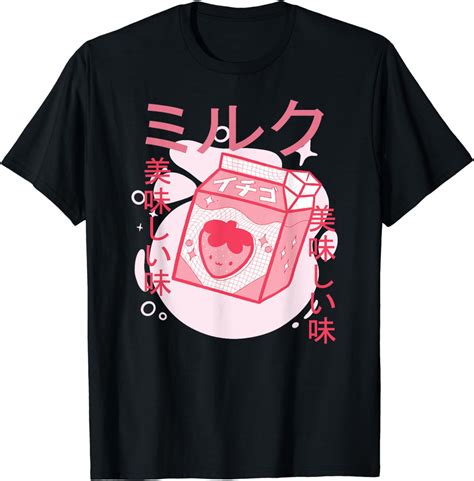 Retro 90s Japanese Kawaii Strawberry Milk Shake Cartoon T Shirt