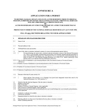 Fillable Online Linea Co Heritage Western Cape Application Form 1 A