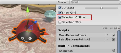 unity manual gizmos menu