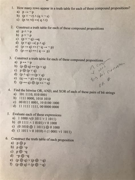 34 construct a truth table for each of these compound propositions