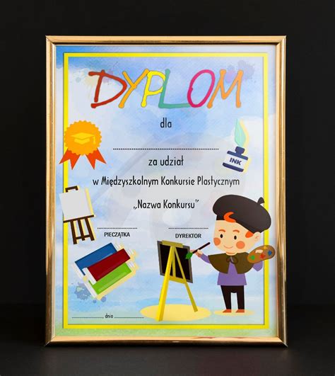 DYPLOM PLASTYCZNY KONKURS PLASYCZN A4 różne wzory Jasło Kup teraz